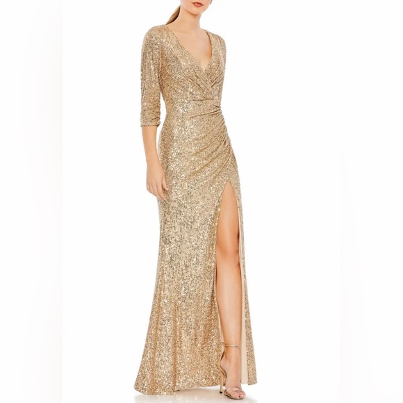 Mac Duggal Gold Sequin Gown